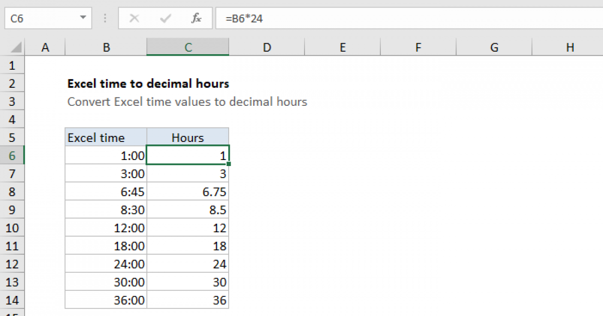 Convert Excel Time To Decimal Hours Excel Formula Exceljet